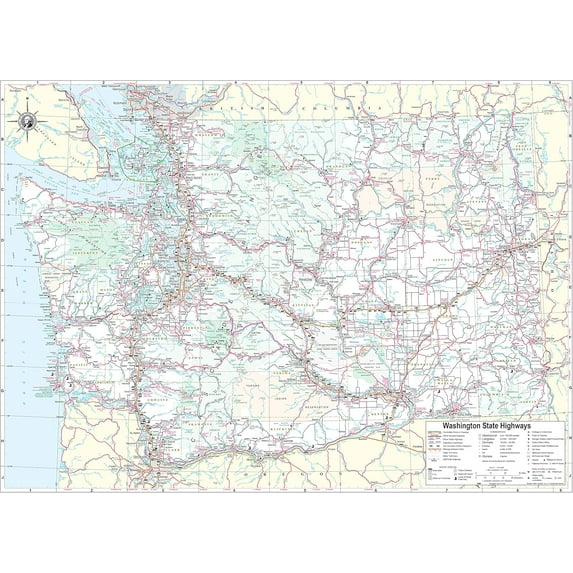 36x50 Washington State Official Executive Laminated Wall Map - Walmart.com