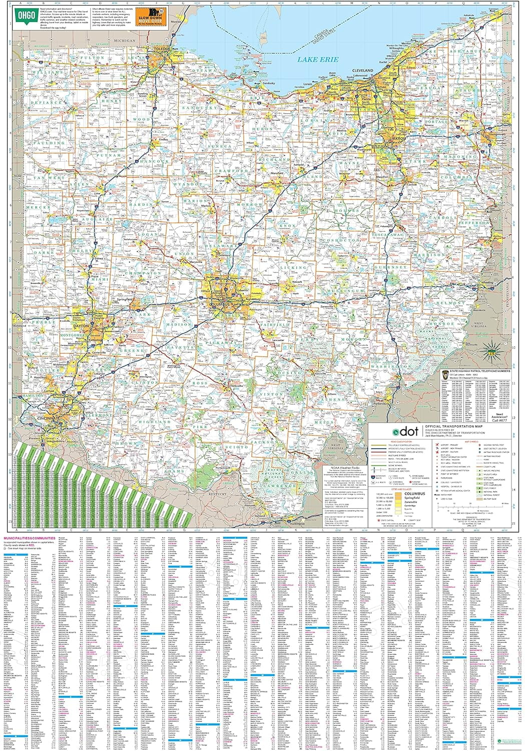 36x52 Ohio State Official Executive Laminated Wall Map - Walmart.com