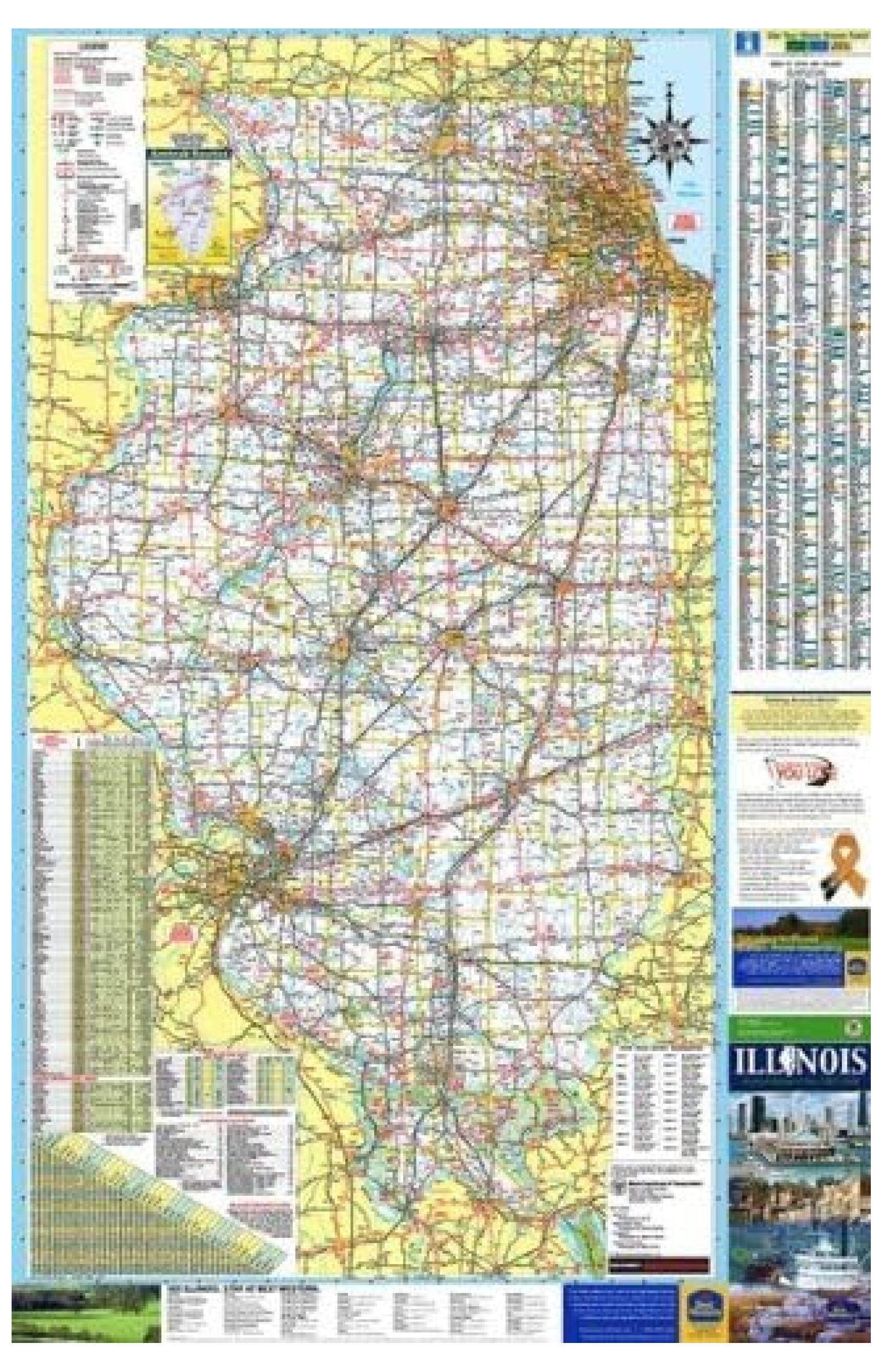 36x54 Illinois State Official Executive Laminated Wall Map - Walmart.com