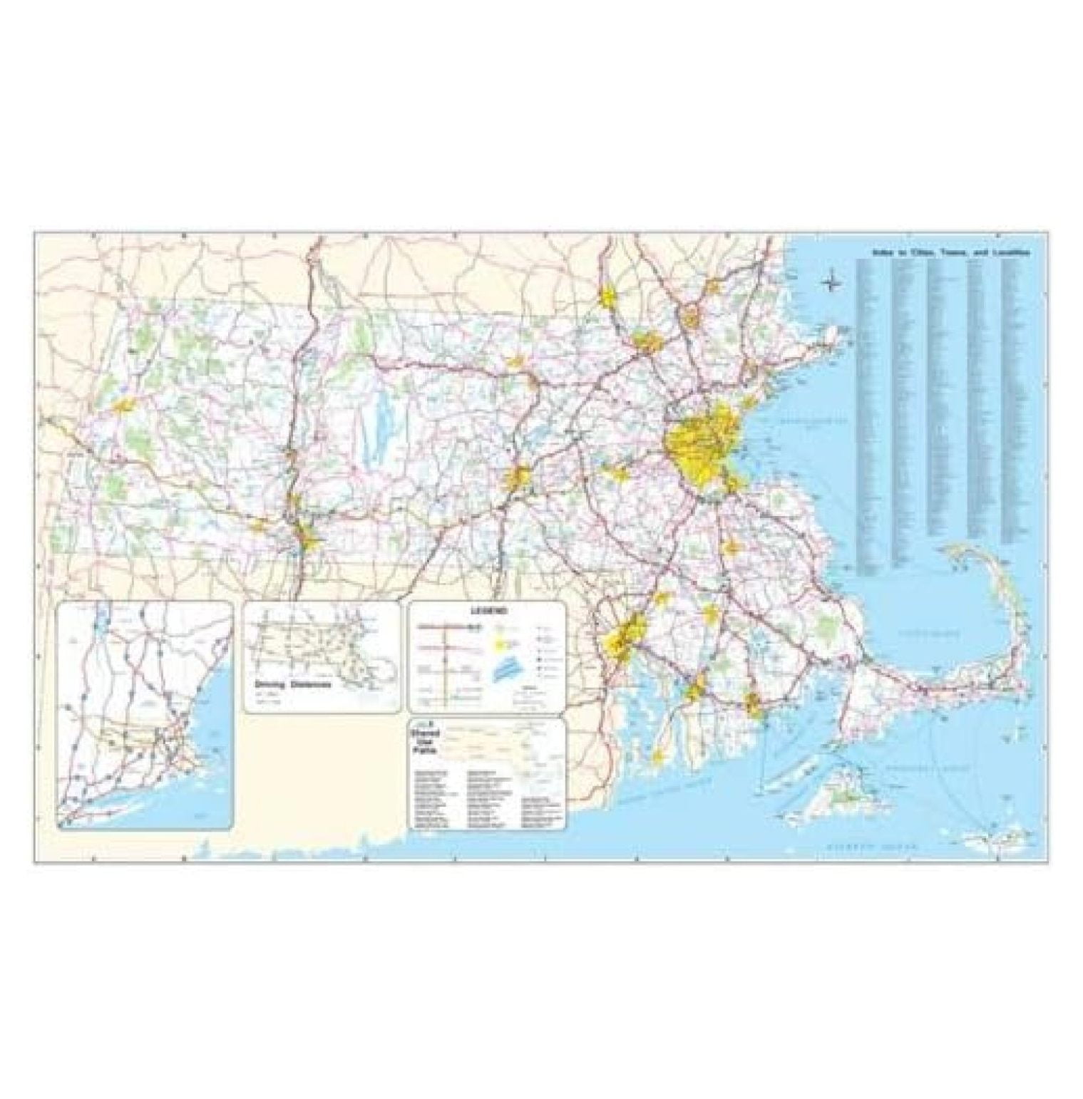 36x55 Massachusetts State Official Executive Laminated Wall Map ...