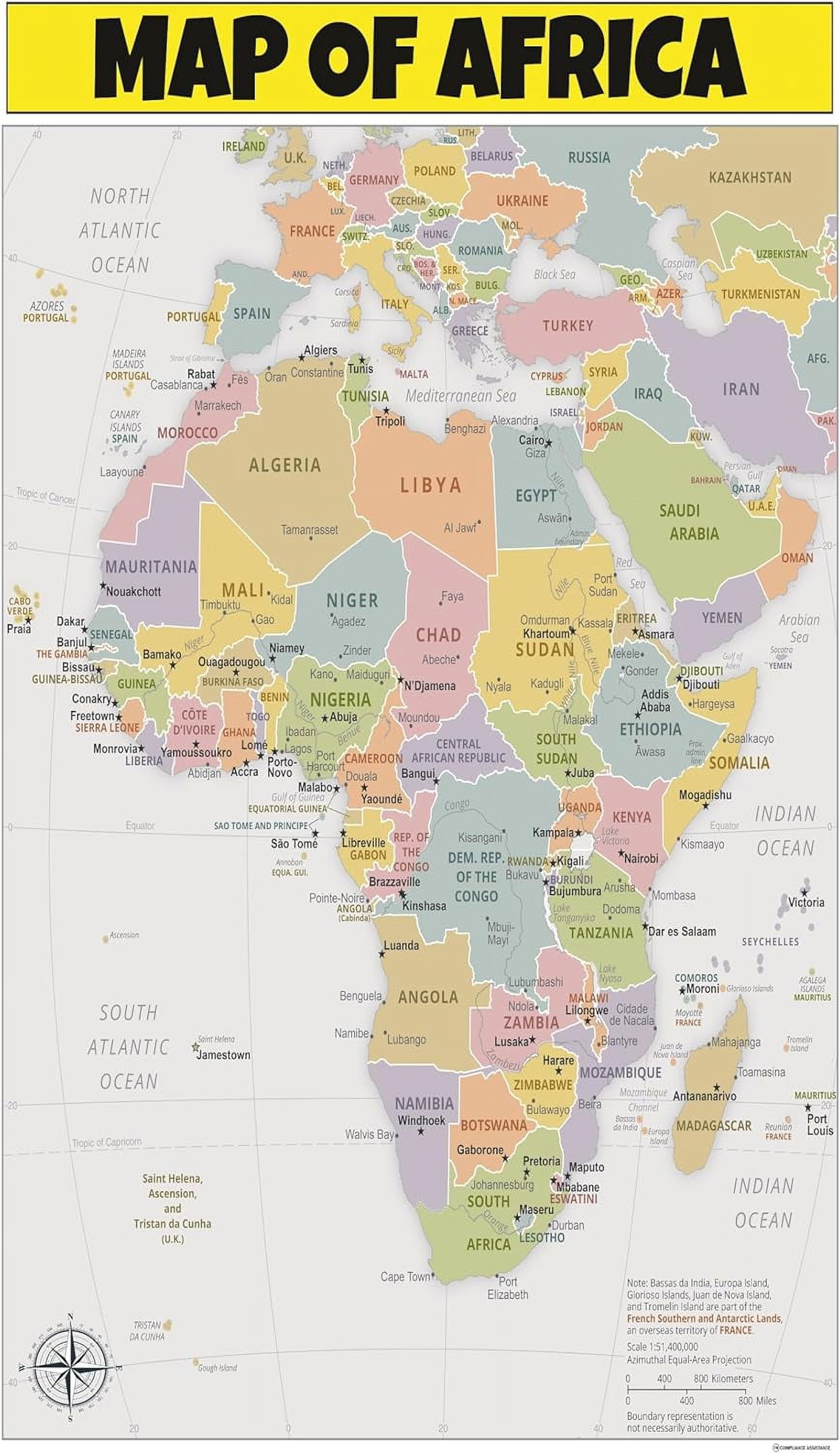 36x60 Map of Africa - Laminated Wall Map Poster Print Perfect for ...
