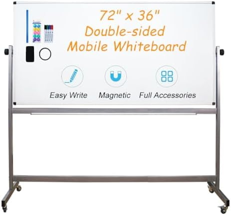 36x72 Large Magnetic Dry Erase Whiteboard with Stand - Double-Sided ...