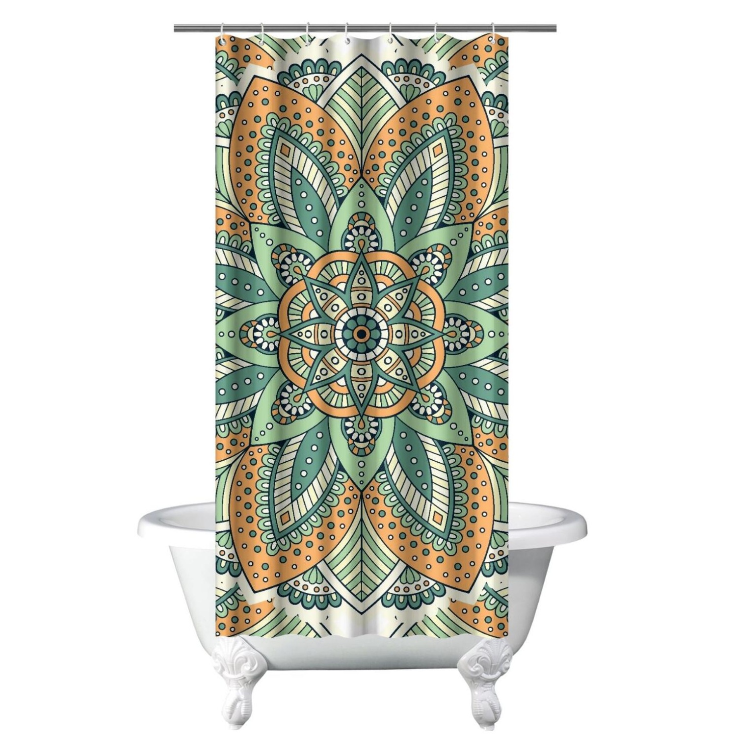 36x72 Vintage Floral Shower Curtain, Quick-Dry Polyester with Plastic ...