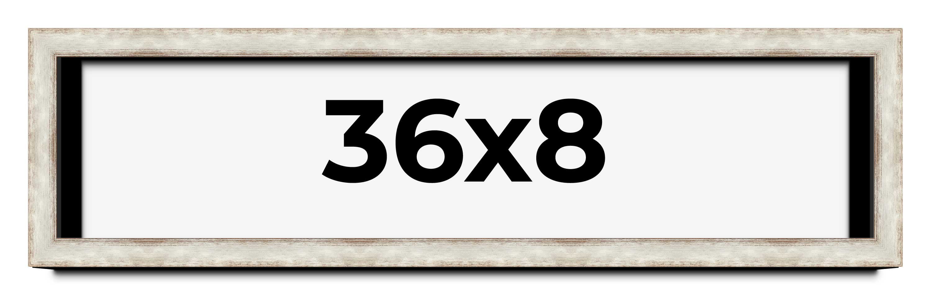36x8 Shadow Box Frame Silver | 1.625 Inches Deep Real Wood Contemporary ...