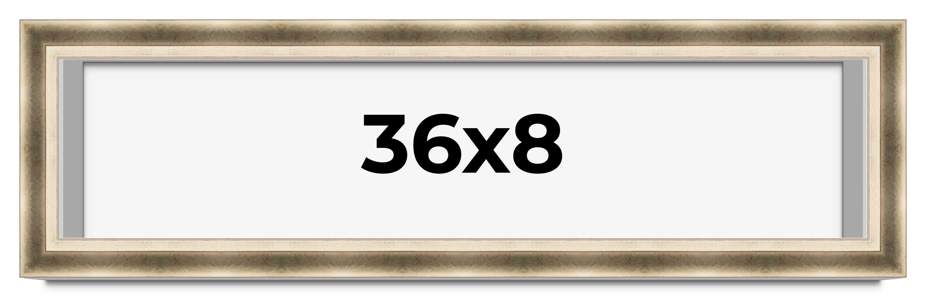 36x8 Shadow Box Frame Silver | 1.75 inches Deep Real Wood Traditional ...