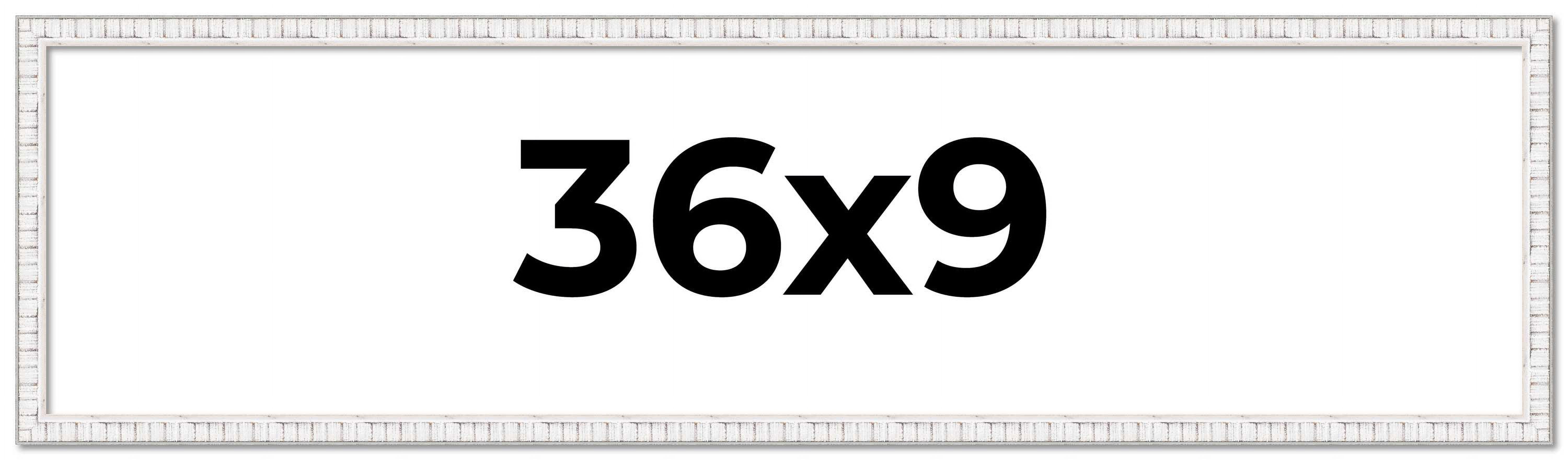 36x9 Frame White Scuffed Rustic Solid Wood Picture Frame | 0.75 Inch ...