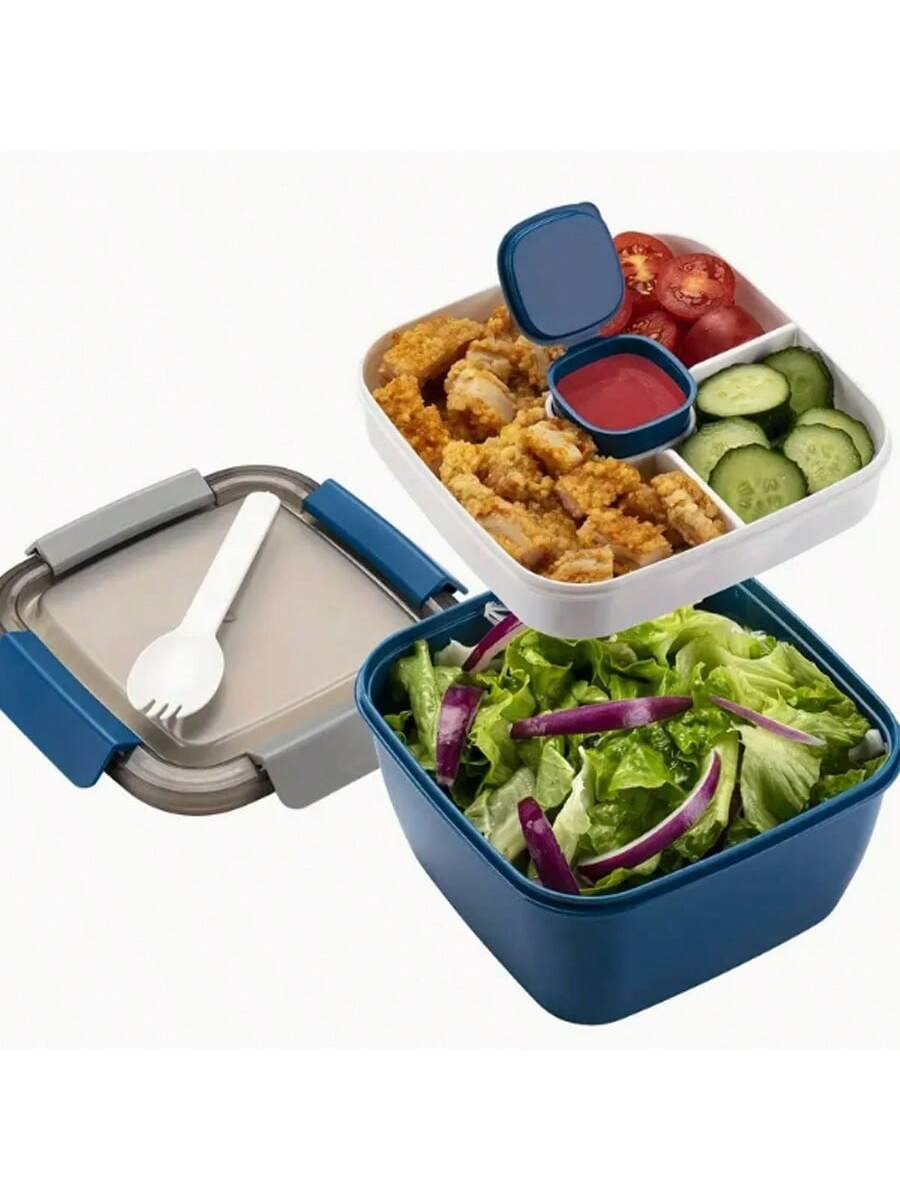 37.19oz/50.72oz, Large Salad Lunch Box With Dressing Cups - Portable ...