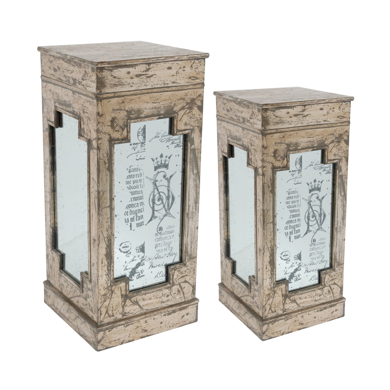 37, 30 Inch Tall Pedestal Stand Set of 2, Solid Column Glass Accents ...