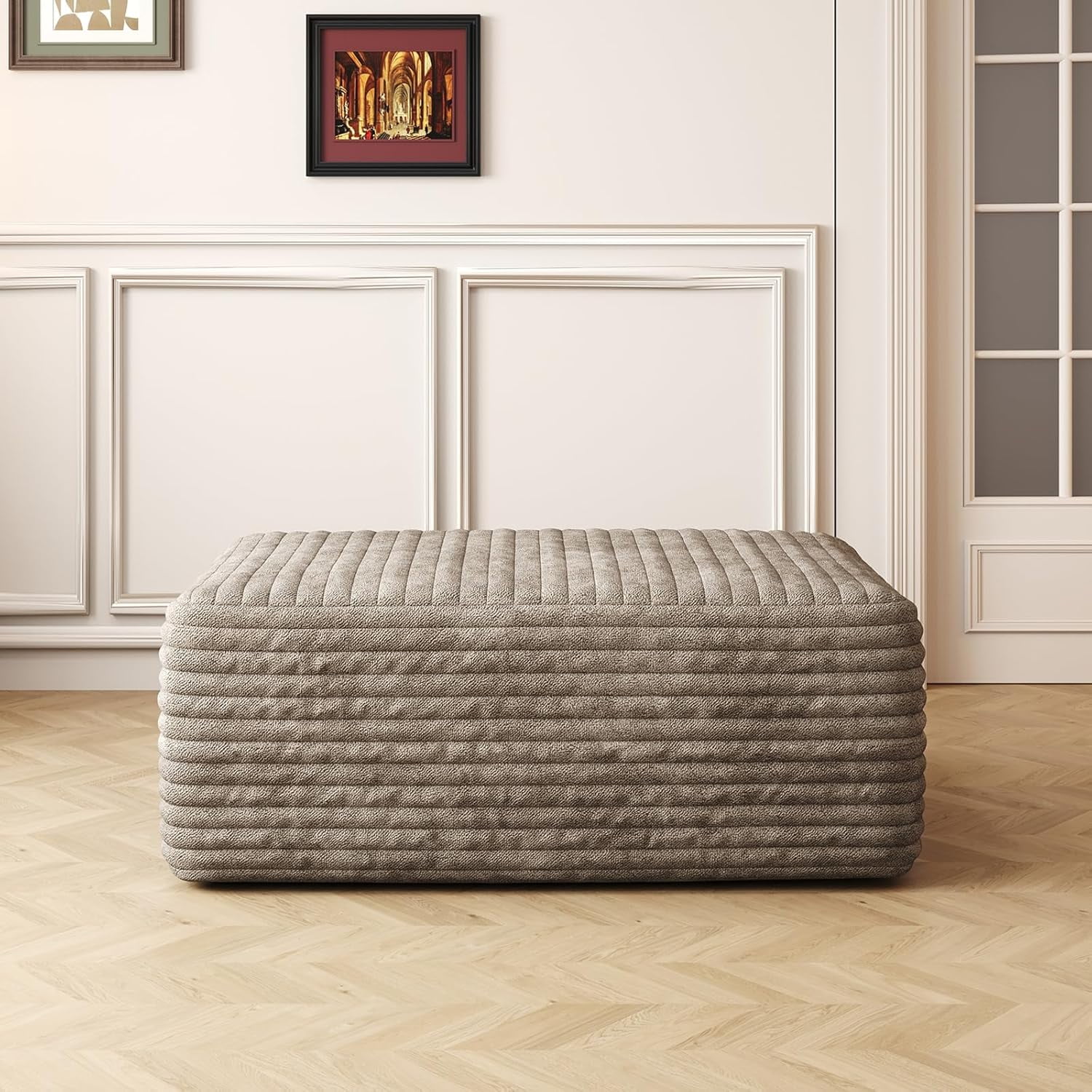 37.4" Rectangle Ottoman Foot Rest for Couch - Corduroy Upholstered ...