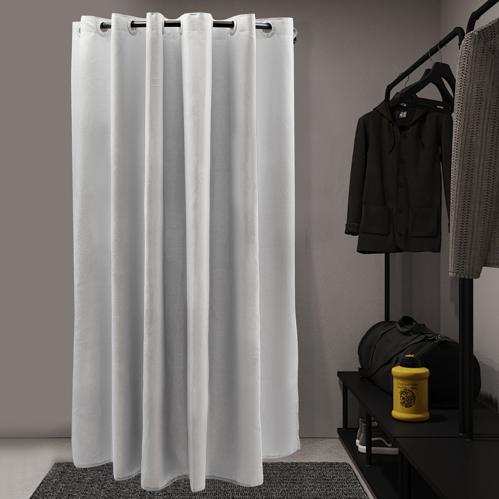 37.4in Portable Fitting Room w/Tool-Free Assembly, Tear-Resistant Linen ...