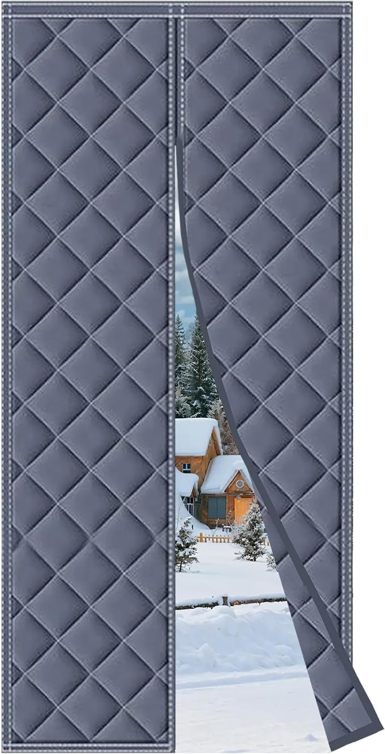 37.4x86.7In Insulation Door Cover,Gray Thicken Cotton as Privacy ...