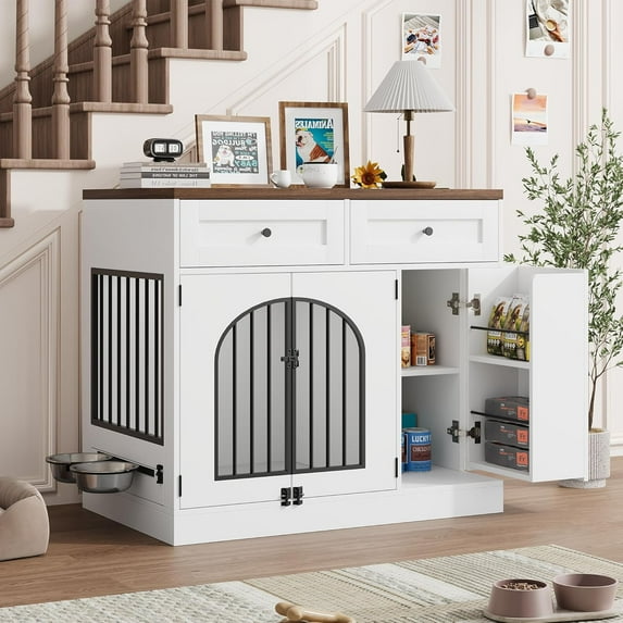 37.5 Inch Dog Crate Furniture, Dog Kennel Furniture with Storage ...