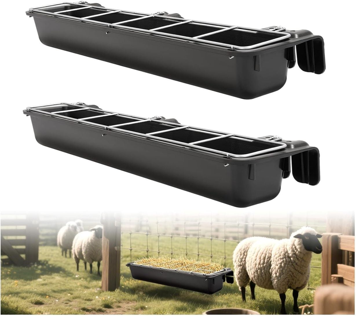 37.63In Goat Feeder Trough, 2.5 Gallon Livestock Feeding Rack, Divided ...