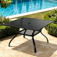 37.8 Inch Square Outdoor Table for 4, Heavy Duty Black Powder Coated ...