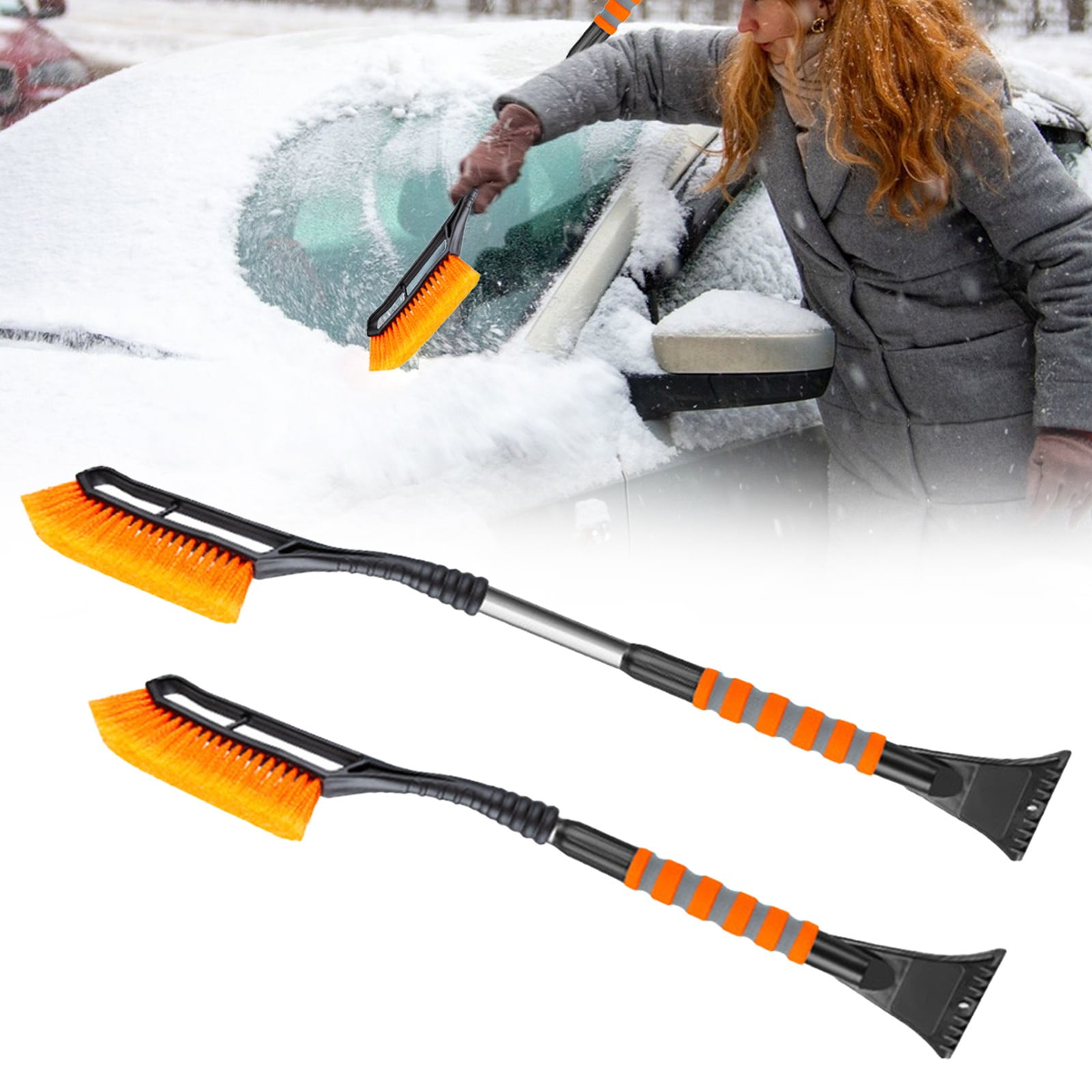 37" Extendable Snow Brush and Ice Scraper for Car Windshield, Heavy ...
