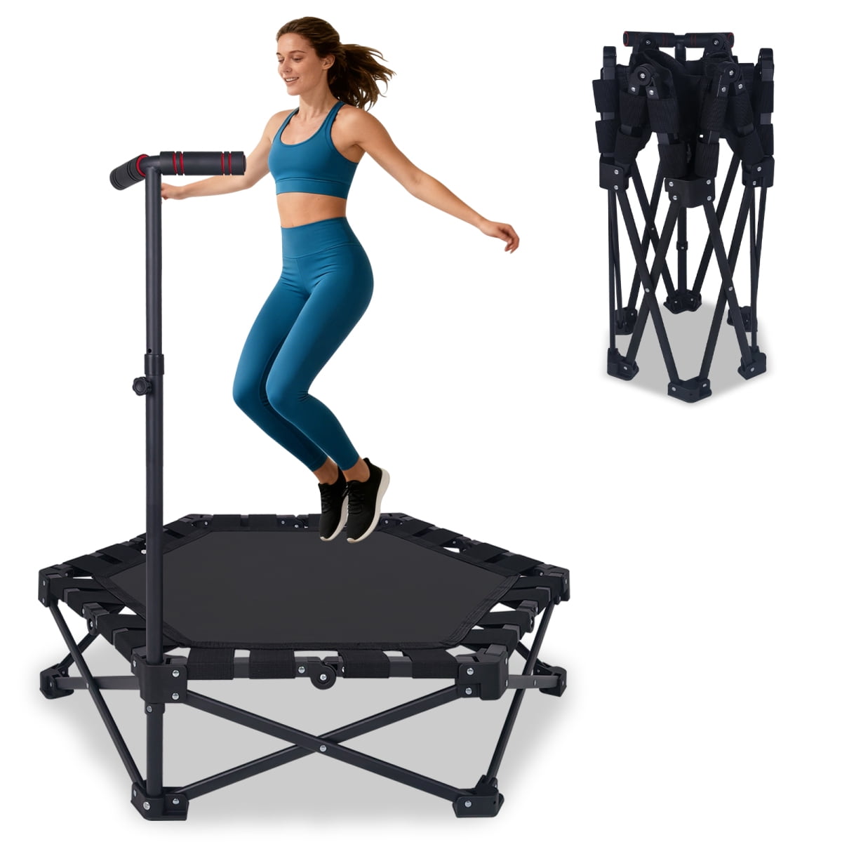 37" Foldable Mini Trampoline, One-Step Fold & Open, Rebounder ...