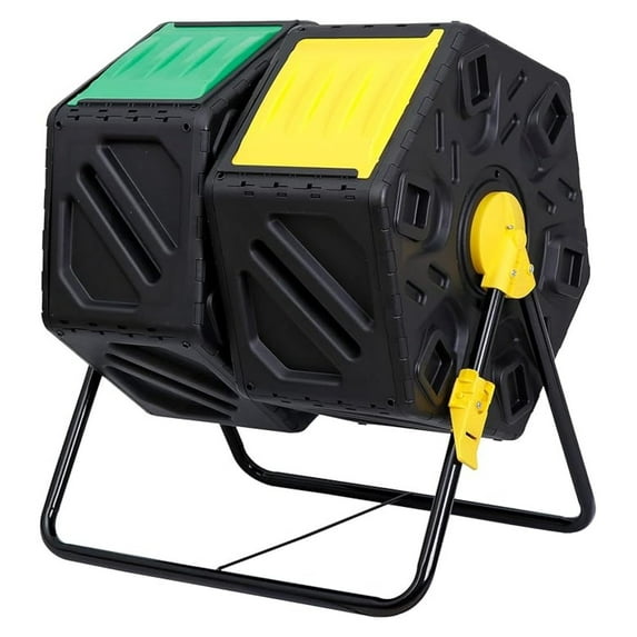 37 Gallon Compost Bin Dual Chamber Composter Rotating Chamber Garden ...