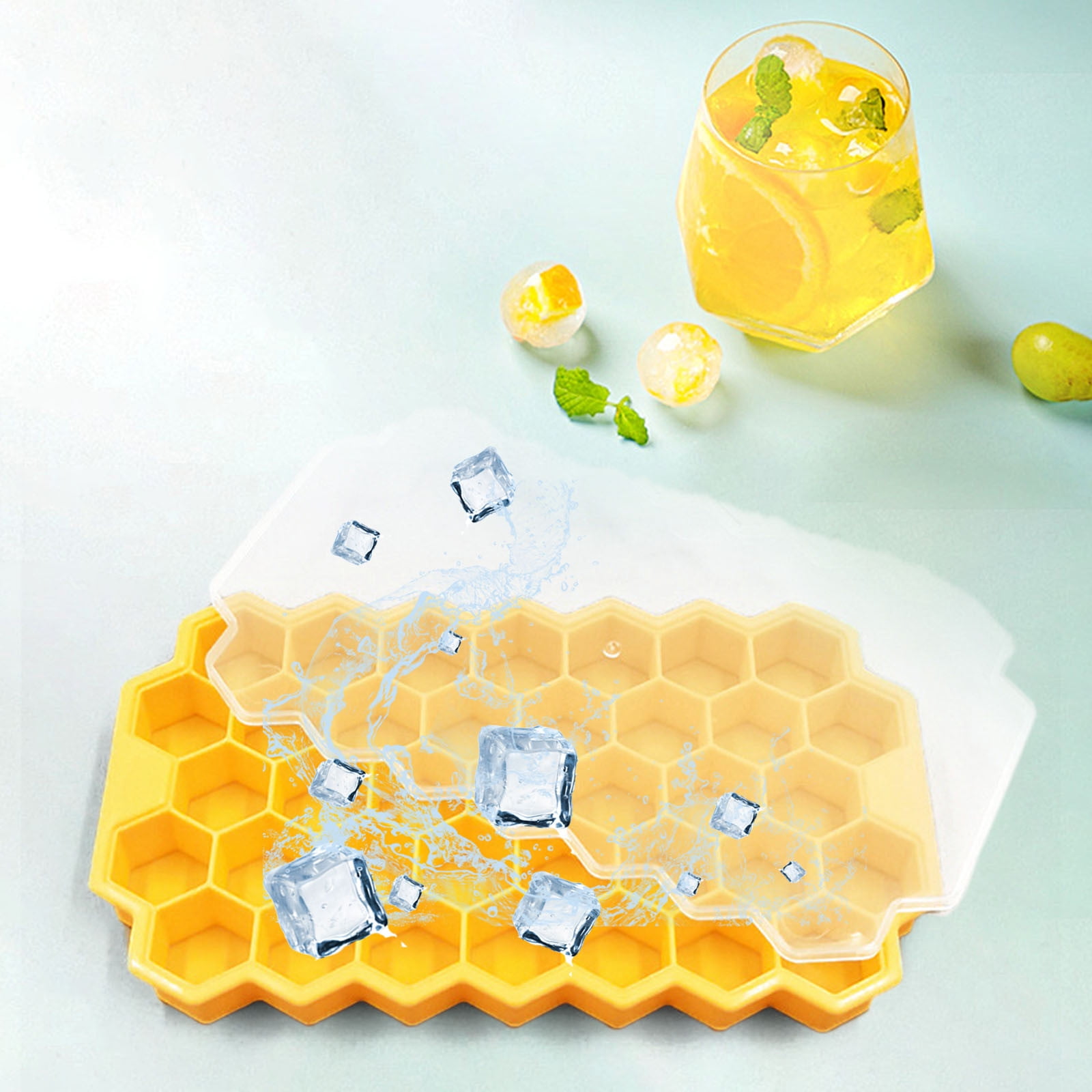 37 Grid Silicone Ice Cube Tray With Lid, Ice Cube Trays For Freezer ...