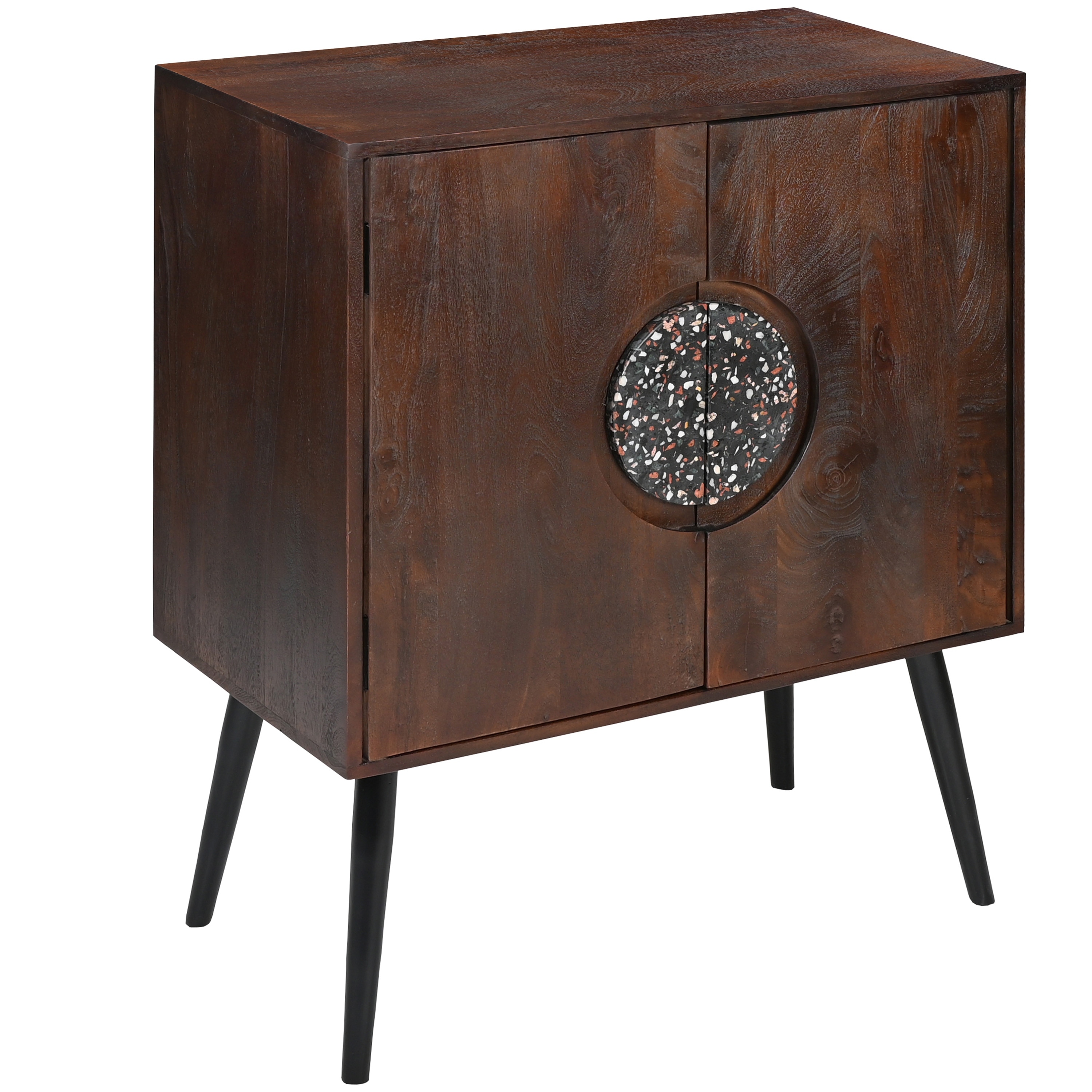 37 Inch 2 Door Mango Wood Sideboard Cabinet, Terrazzo Stone ...