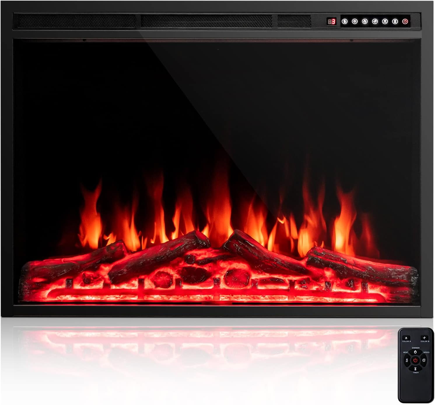 37 Inch Electric Fireplace Insert, Freestanding & Recessed Ultra Thin ...