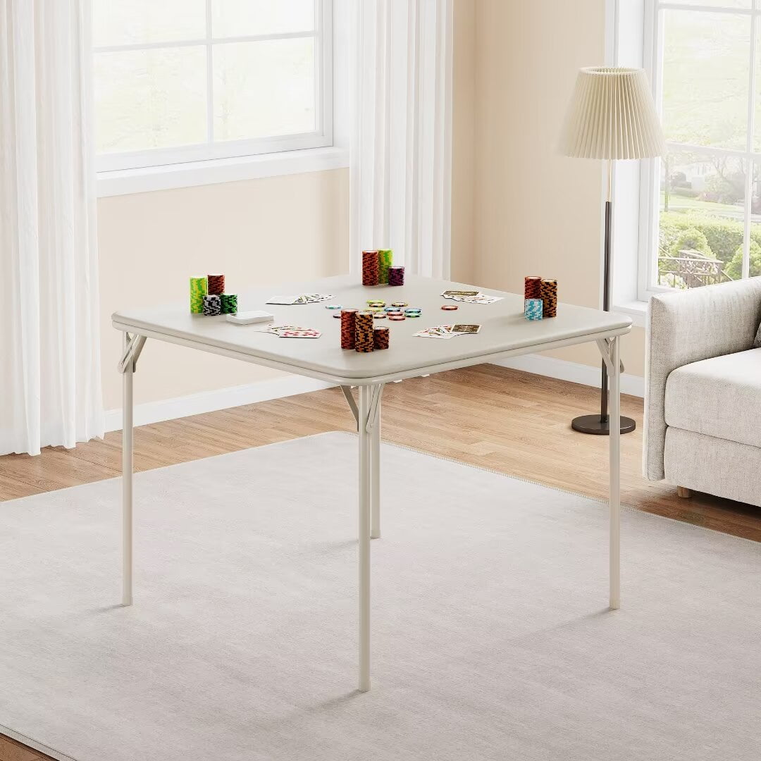 37 Inch Folding Table, Portable Square Folding Card Table, Metal ...