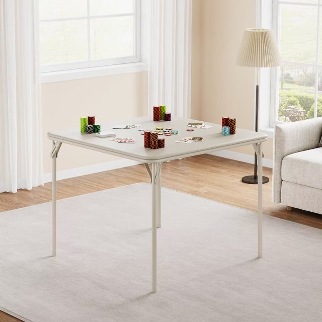 37 Inch Folding Table, Portable Square Folding Card Table, Metal ...