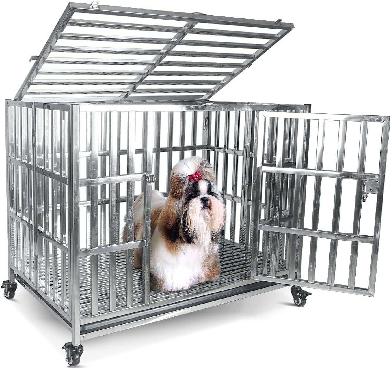 37 Inch Heavy Duty Dog Crates for Meduim Dogs, Stainless Steel ...