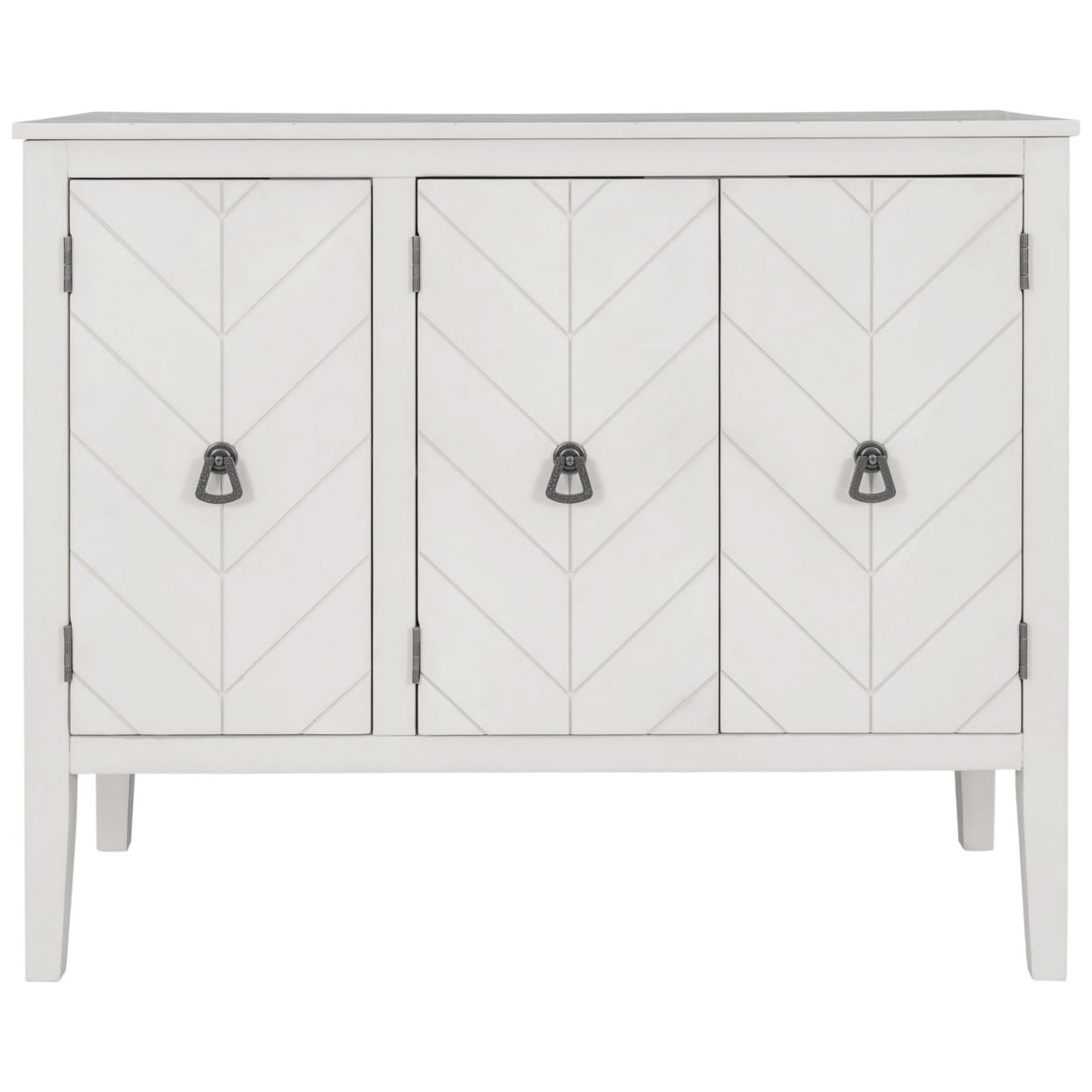 37 Inch Modern Accent Sideboard Console, 3 Doors with 2 Cabinets, Cream ...