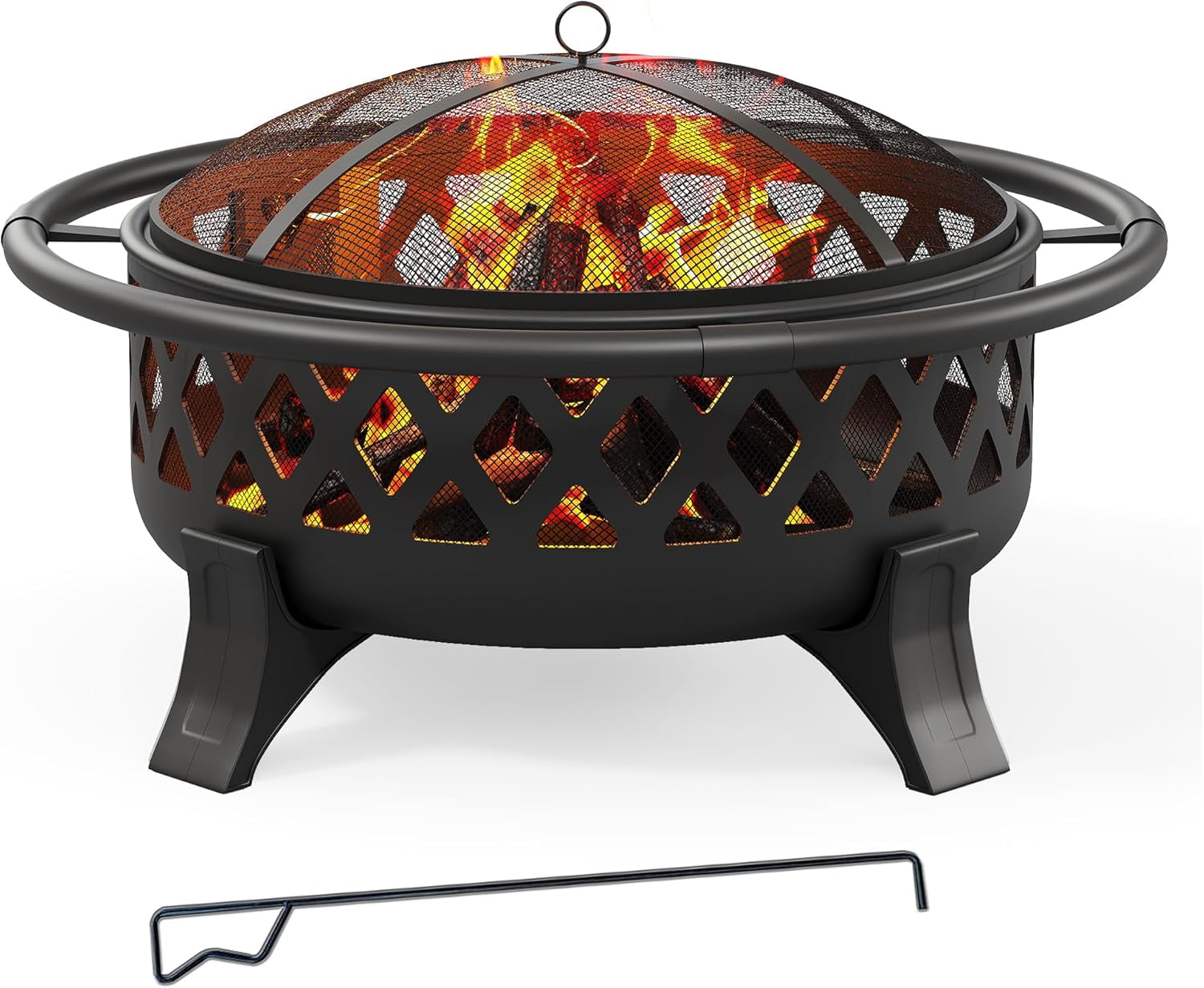 37 Inch Outdoor Fire Pit with Stoker Tool, Firepits for Outside with ...