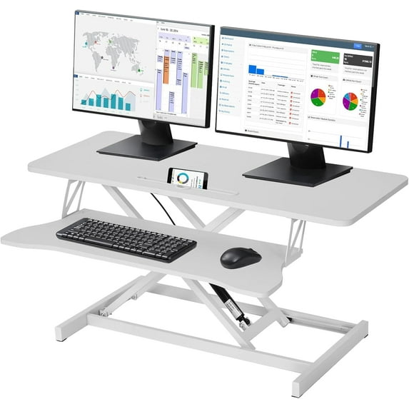 37 Inch Standing Desk Converter - Manual Pneumatic Spring, Two Monitor ...