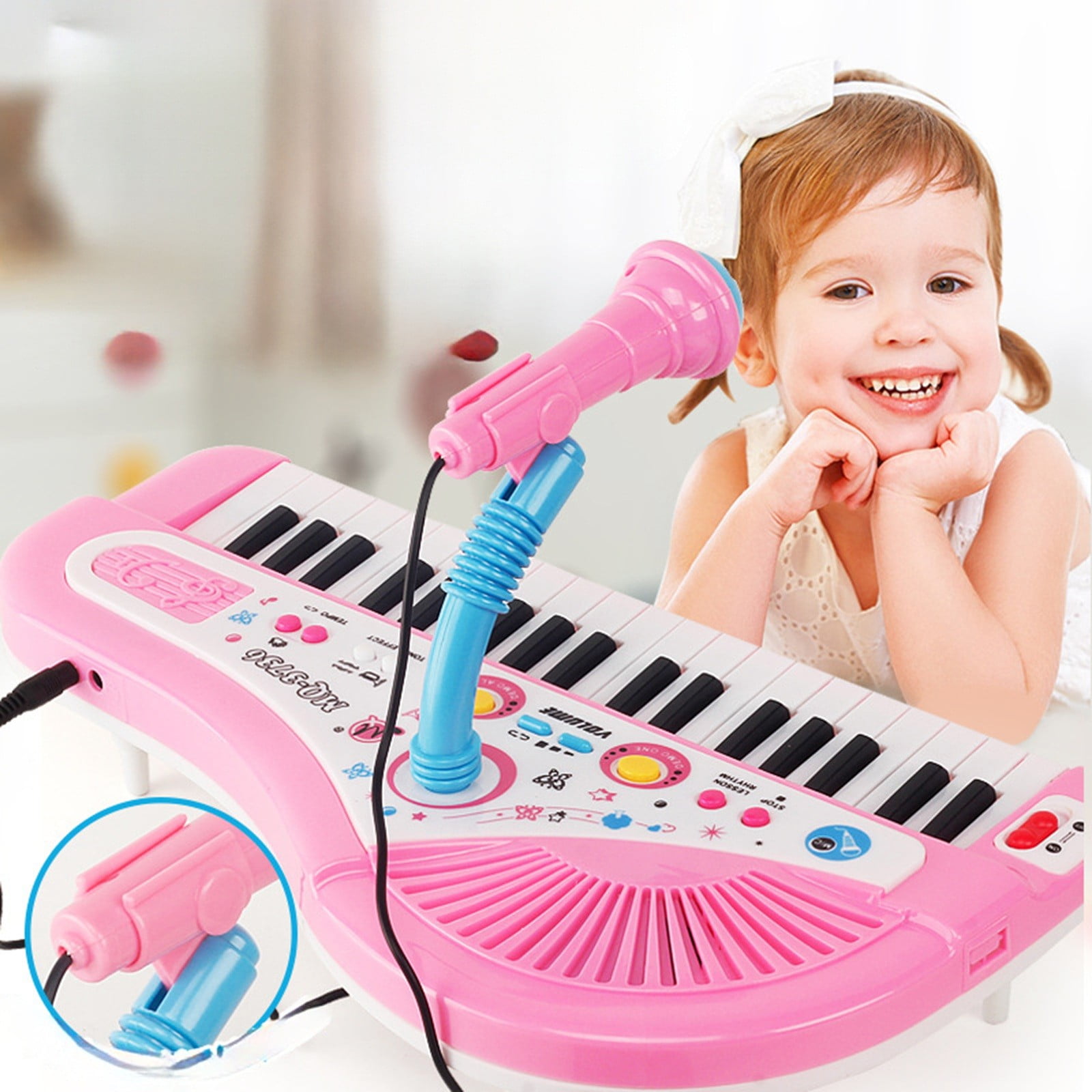 37 Key Kids Electronic Piano With Microphone Educational Music Keyboard ...