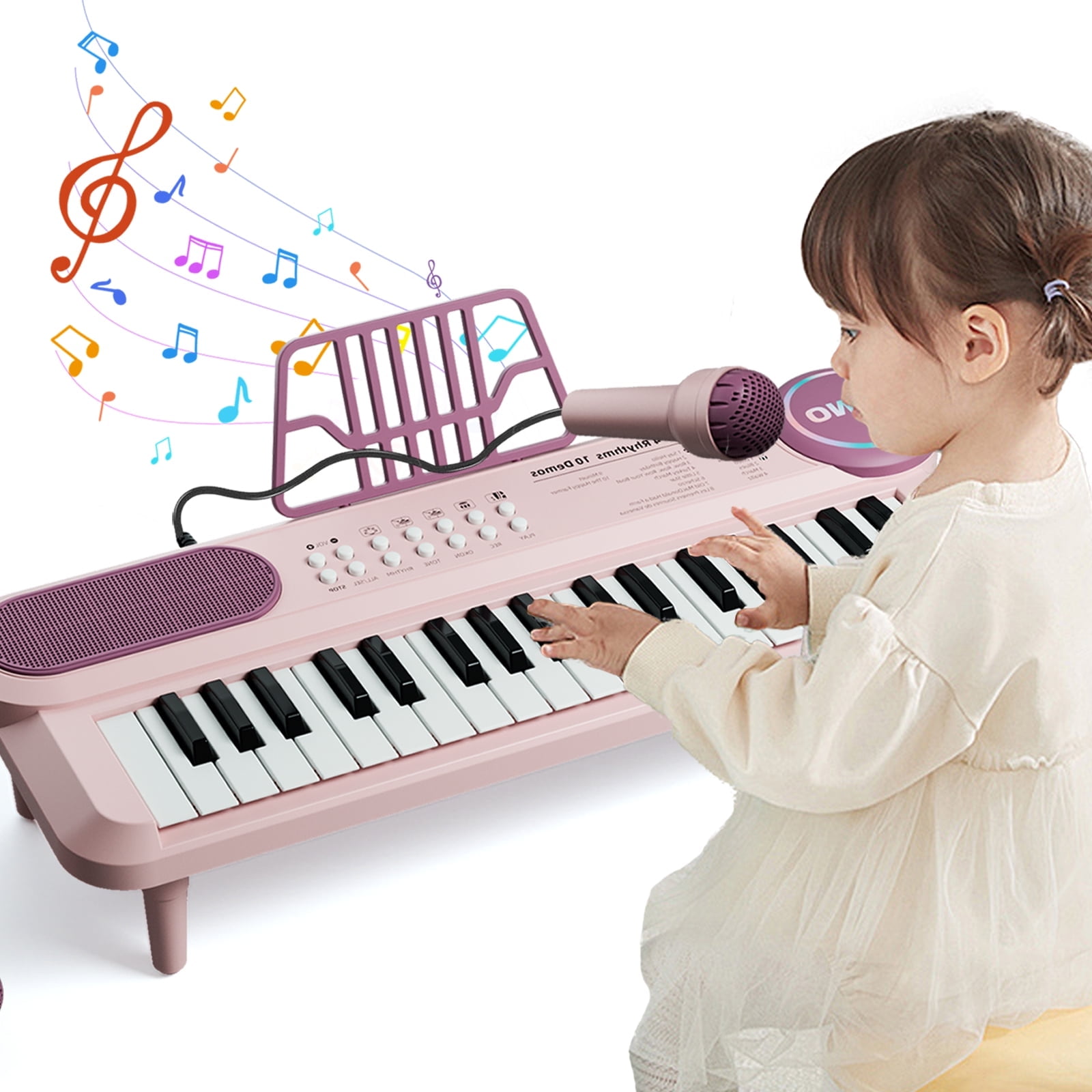 37 Key Pink Piano for Kids Music Toys for 12+ Months Olds Girls,10 ...