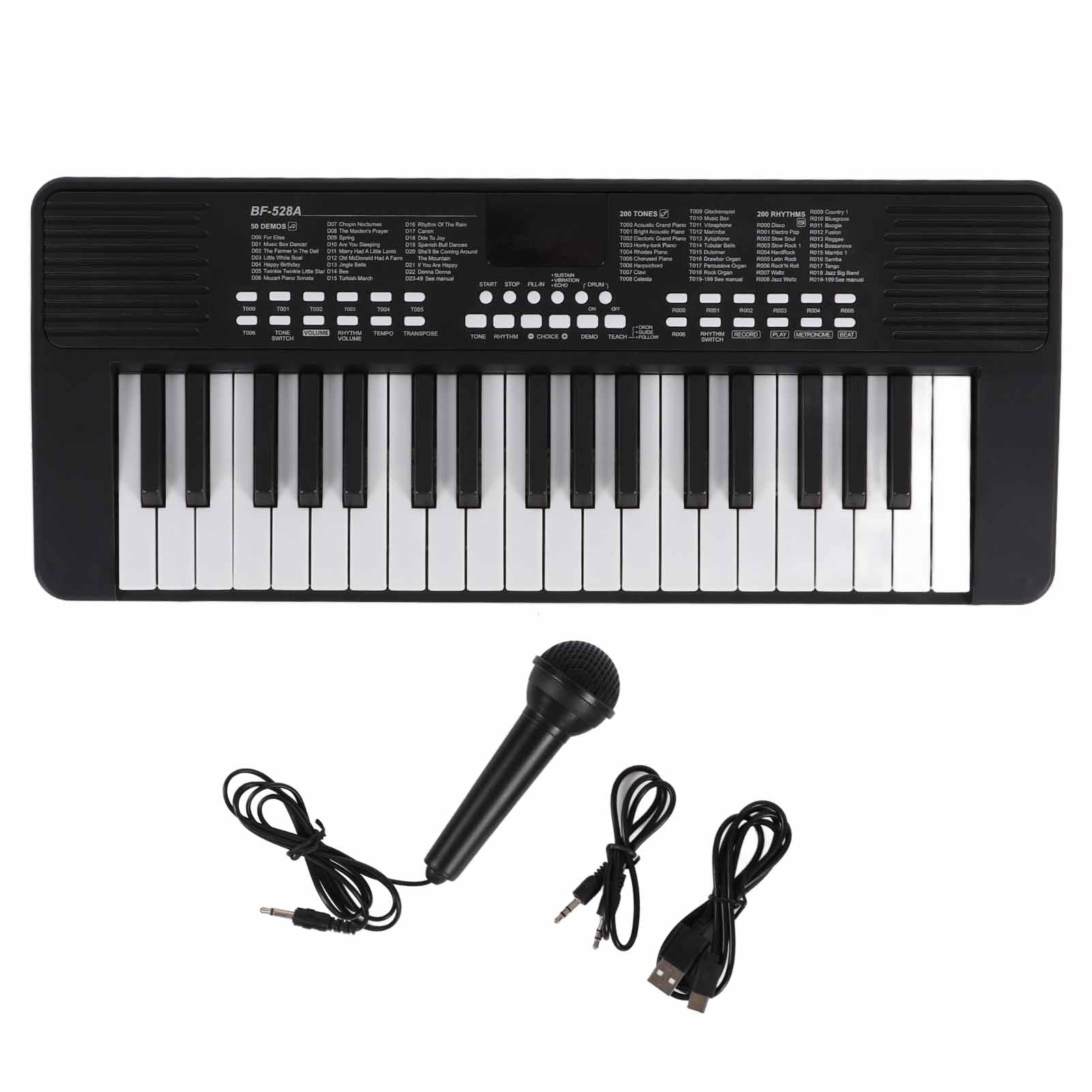 37 Key Portable Electronic Keyboard Rechargeable Piano with Headphone ...