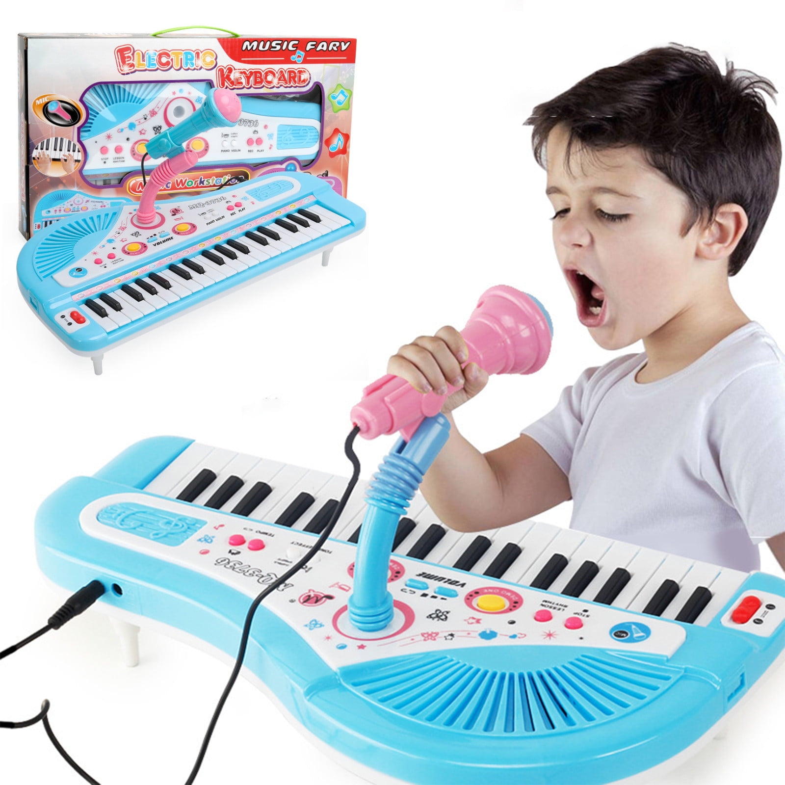 37 Keys Electronic Organ with Mini Microphone for Kids,Musical ...