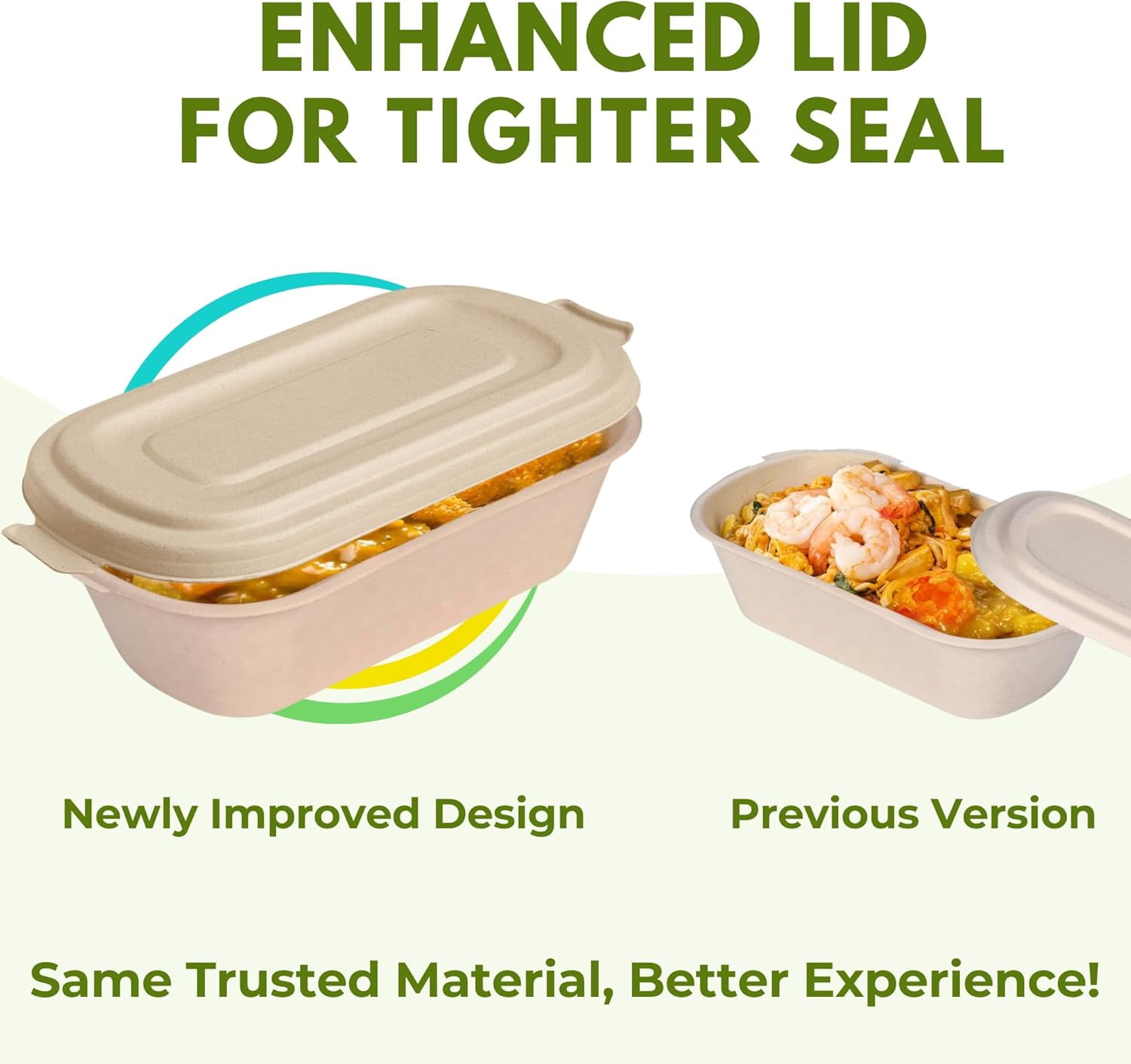 37 Oz Bamboo Disposable Food Containers, 50 Pack - Heavy Duty ...