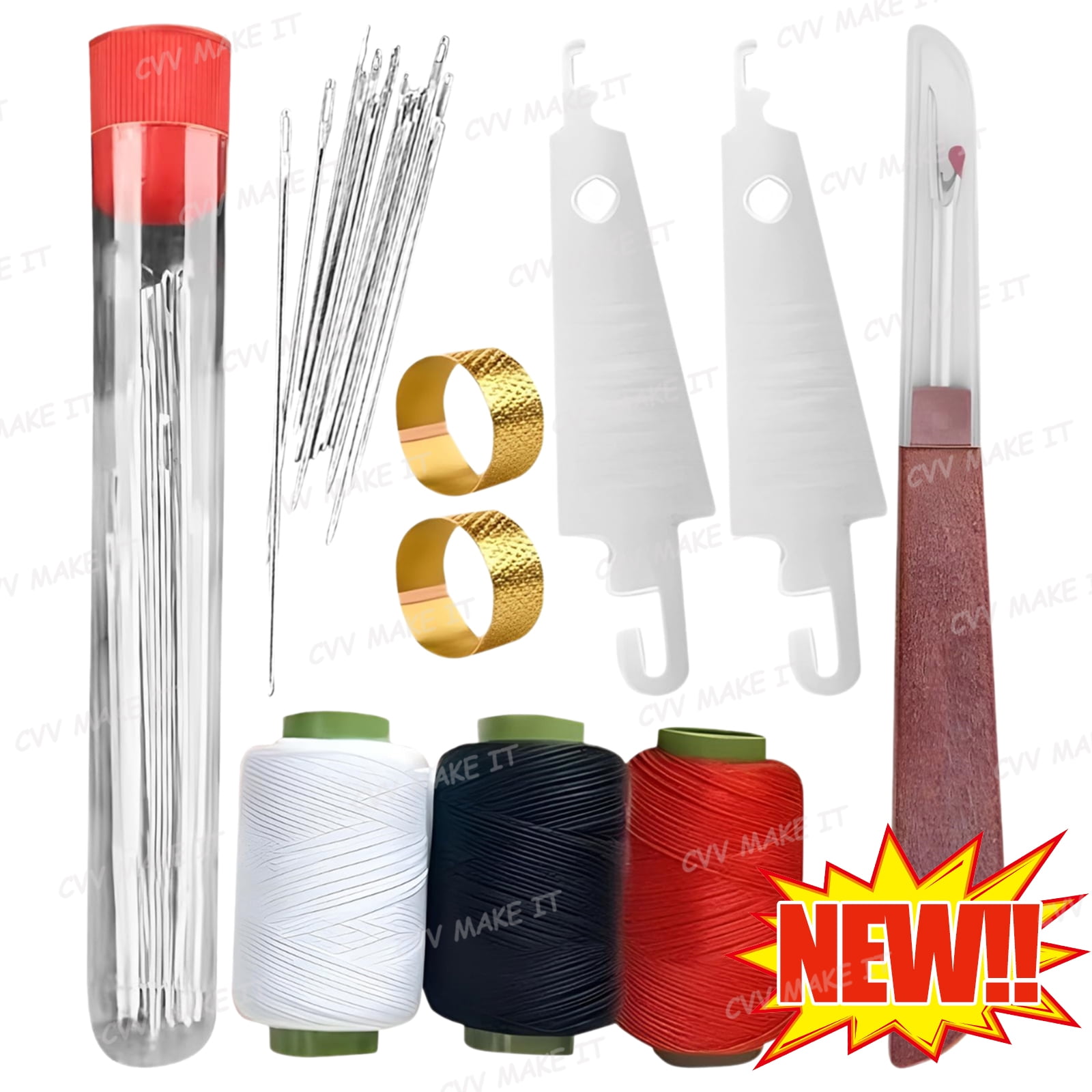 37 PCS Big Eye Steel Needles Set Big Eye Steel Needle Set 37PCS Sewing Tool Set Needles Thread ...