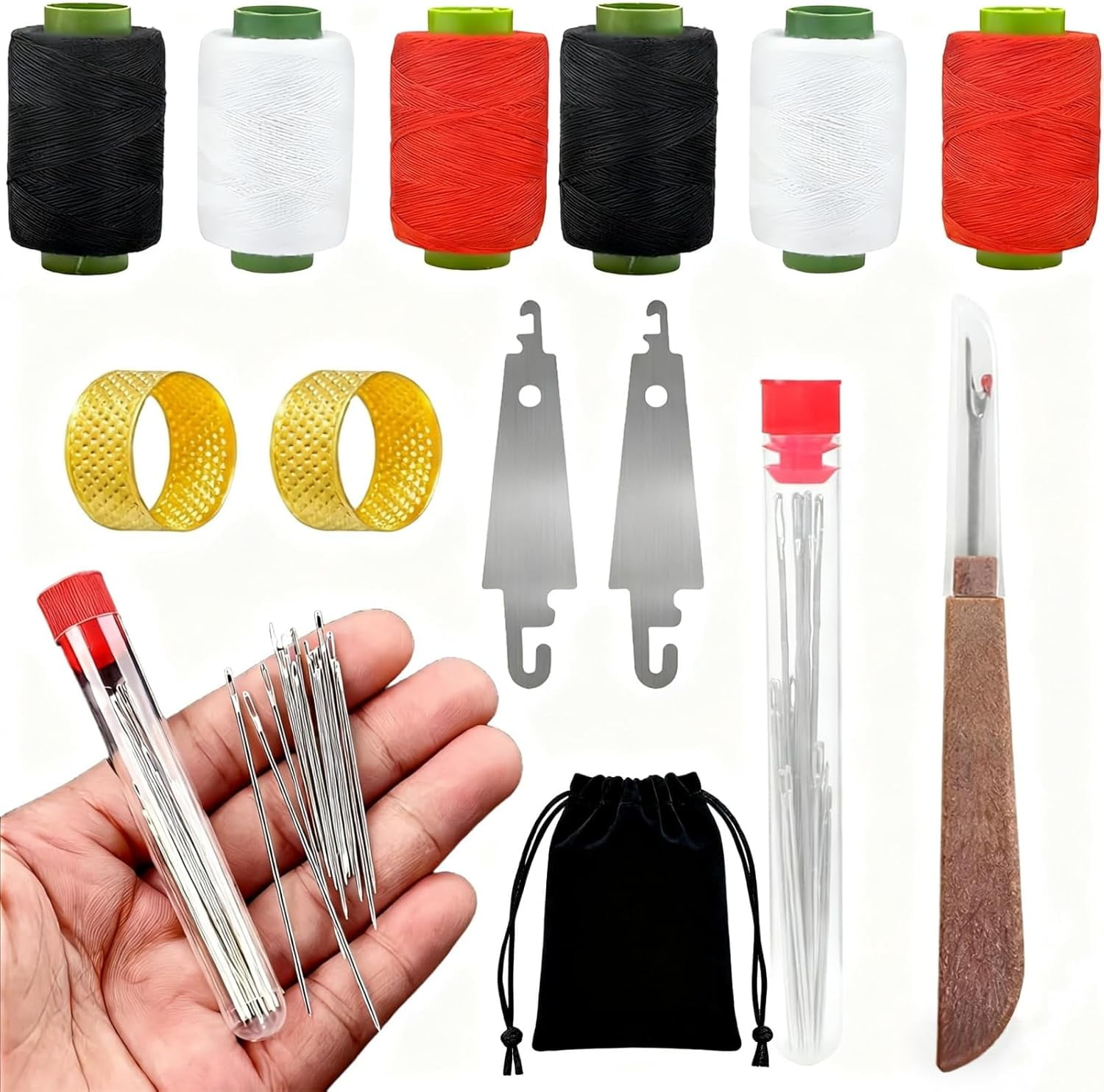 37 Pcs Big Eye Steel Sewing Needles Kit，Needles Thread Hand Repair ...