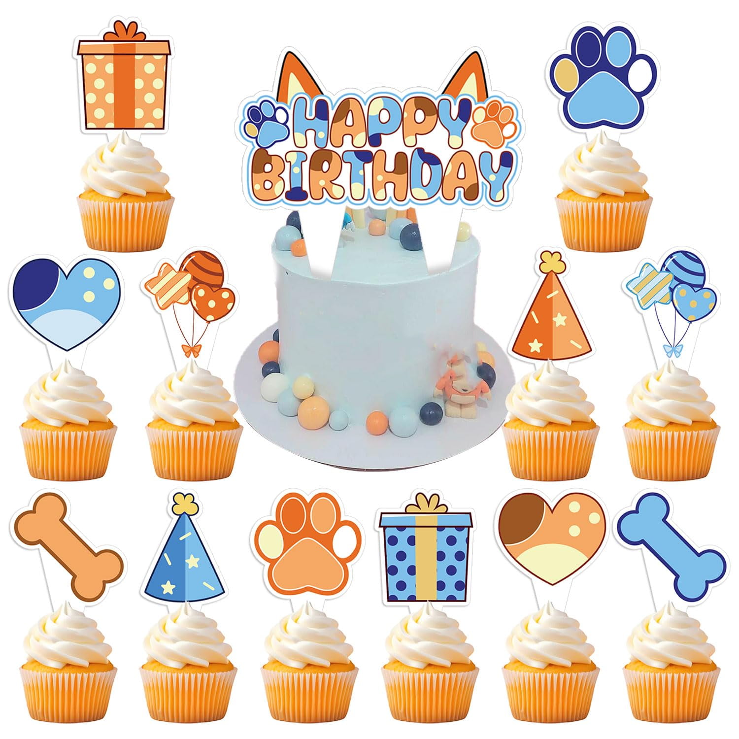 37 Pcs Blue Dog Cake Topper AIS1 and Cupcake Toppers Set, Blue Dog ...