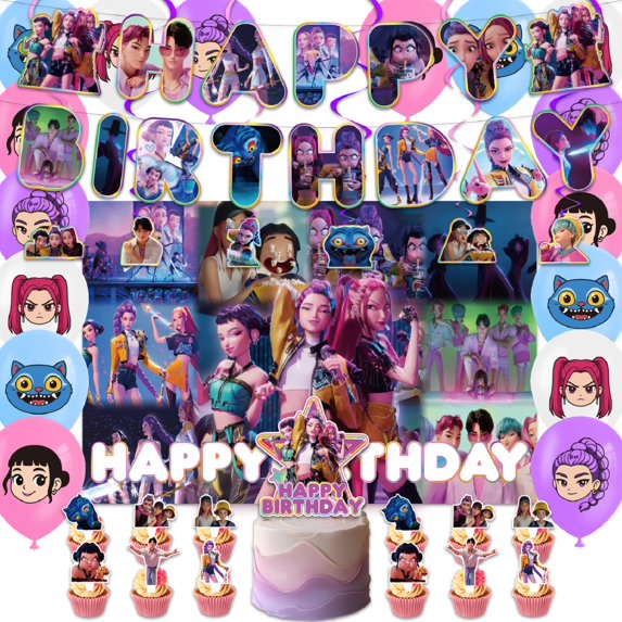 37 Pcs Kpop Demon Hunters Birthday Party Decorations Kit - Complete Set ...