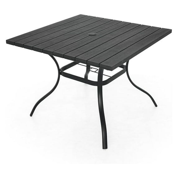 37" Plastic Top 4 Person Square Patio Dining Table 3ft with Metal Steel ...