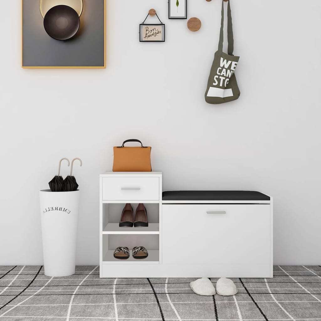 37" Shoe Bench with Storage EW - White - Walmart.com