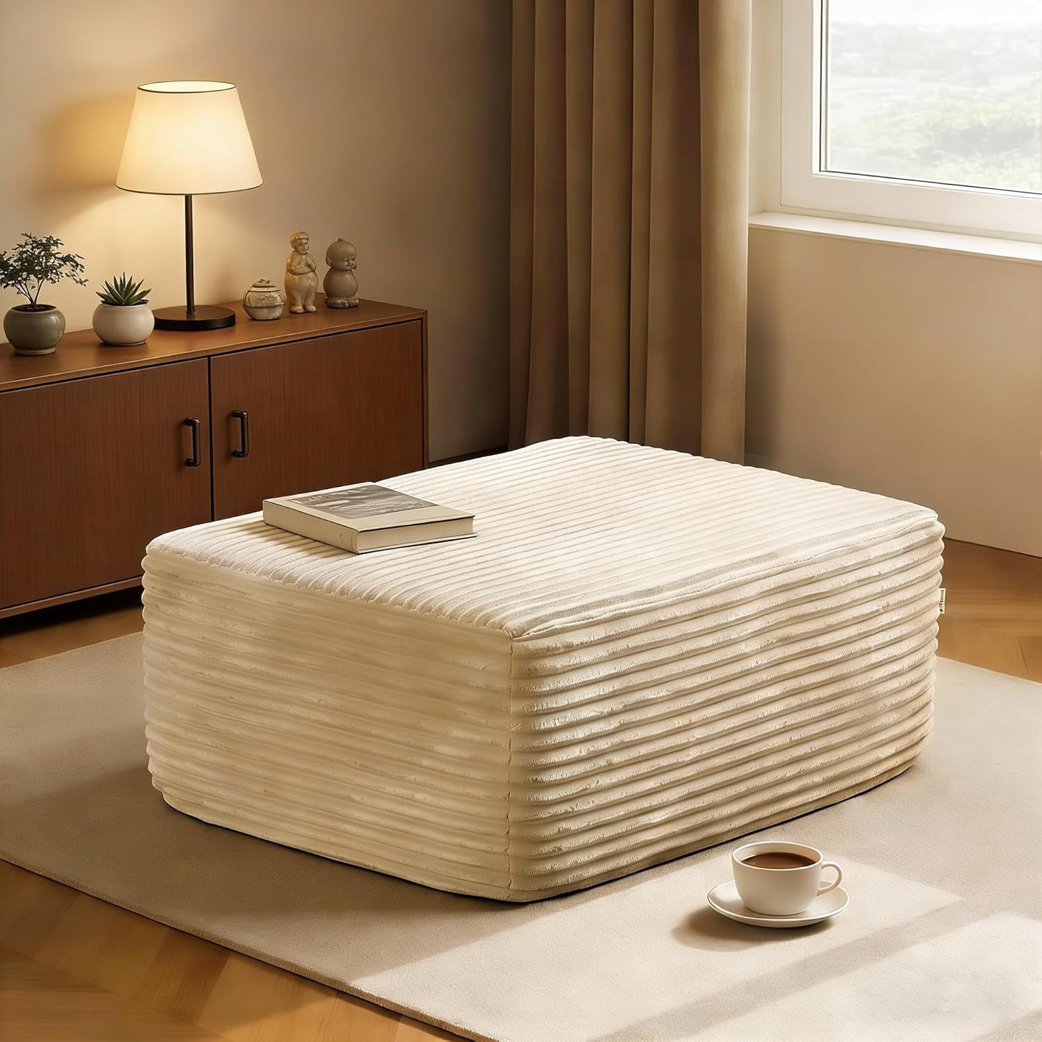37" Sofa Couch Ottoman,Plush Corduroy Ottoman for Living Room Bedroom ...