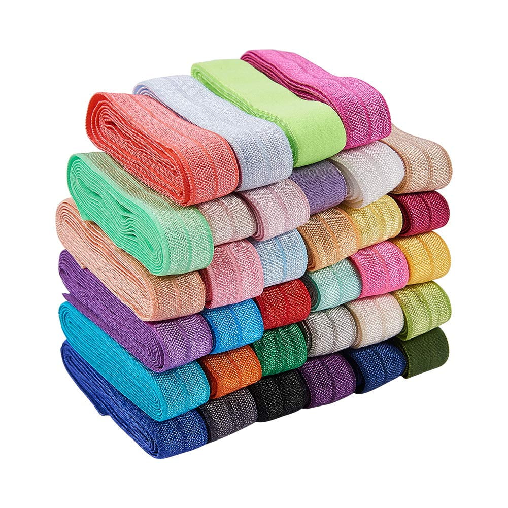 37 Yards 0.6 Inch Ribbon Elastic Foldover Elastic Stretch Band for Hair ...