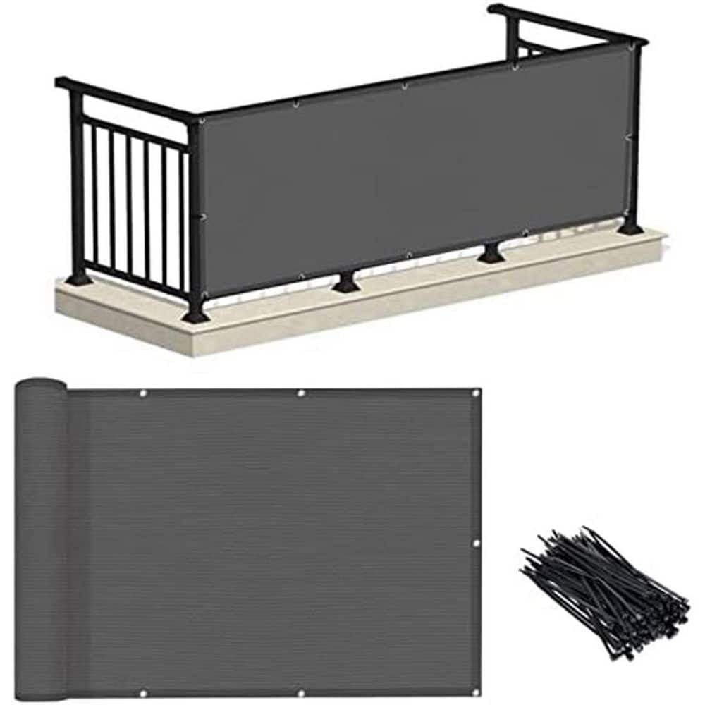 37 in. Plastic Garden Fence Charcoal Privacy Screen UV Protection ...