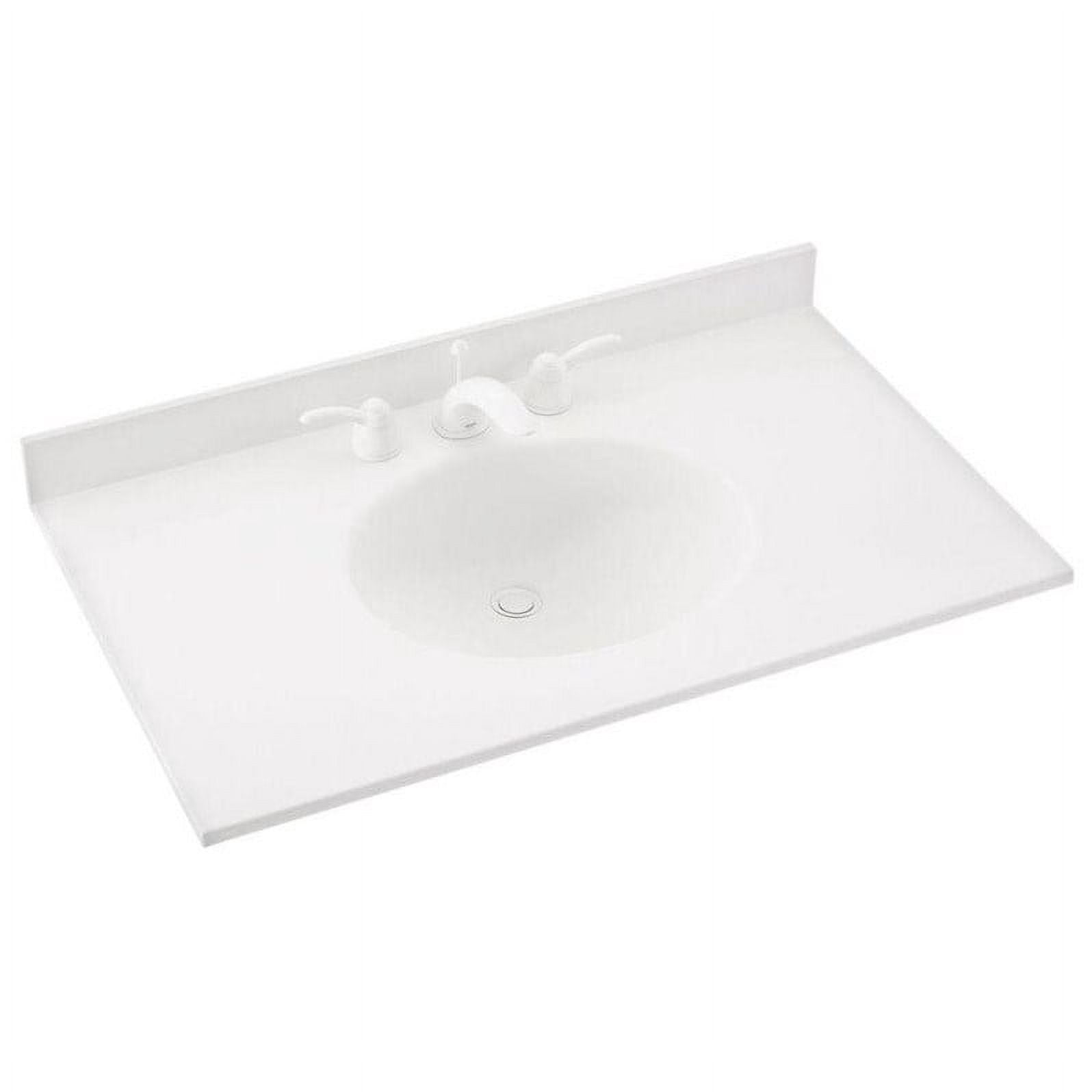 Ellipse 37 in. Solid-Surface Vanity Top in White with White Basin ...