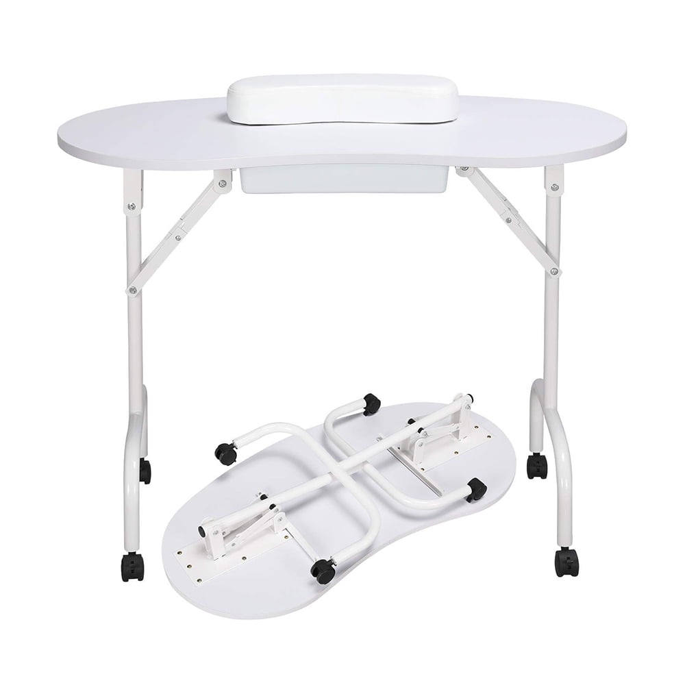 Professional Foldable Nail Table, Manicure Workstation with Storage ...