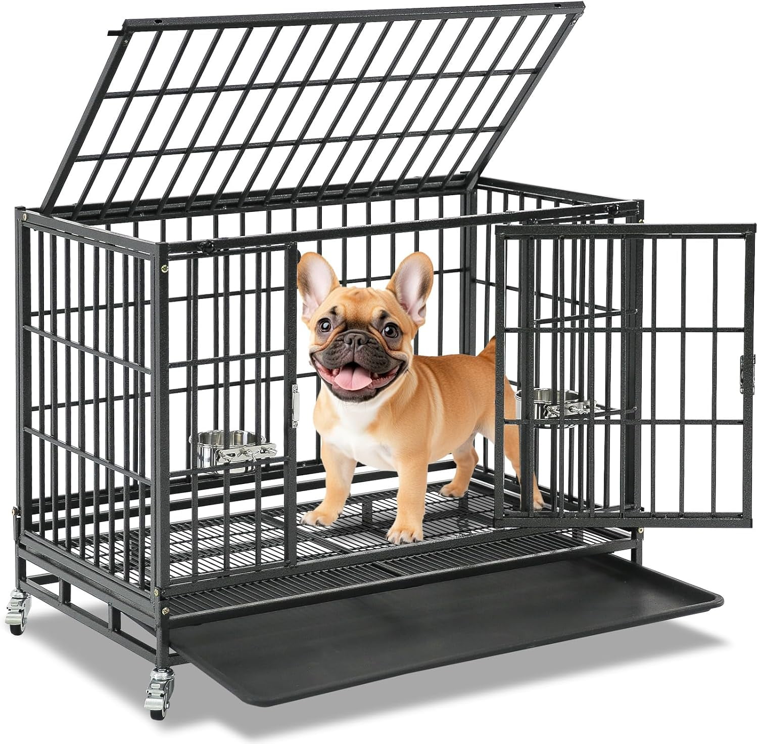 37 inch Stackable Heavy Duty Dog Crate Indestructible Escape Proof Dogs ...