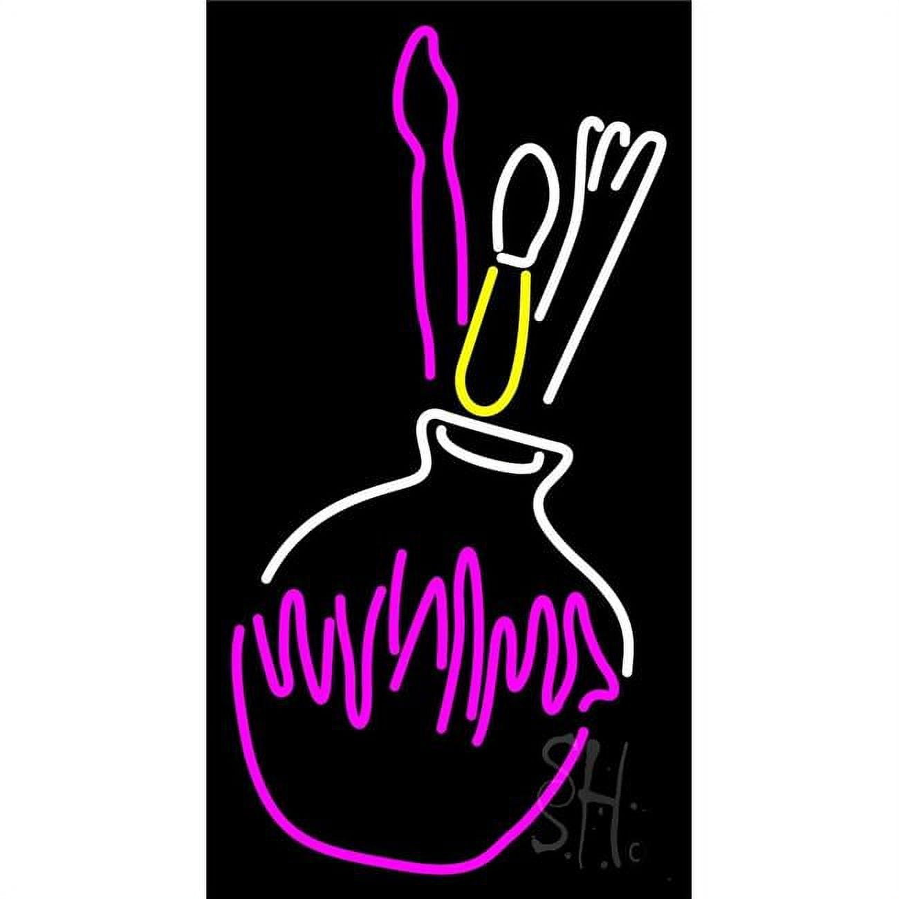 37 x 20 in. Art Material in Pot Neon Sign - Pink, Yellow & White ...