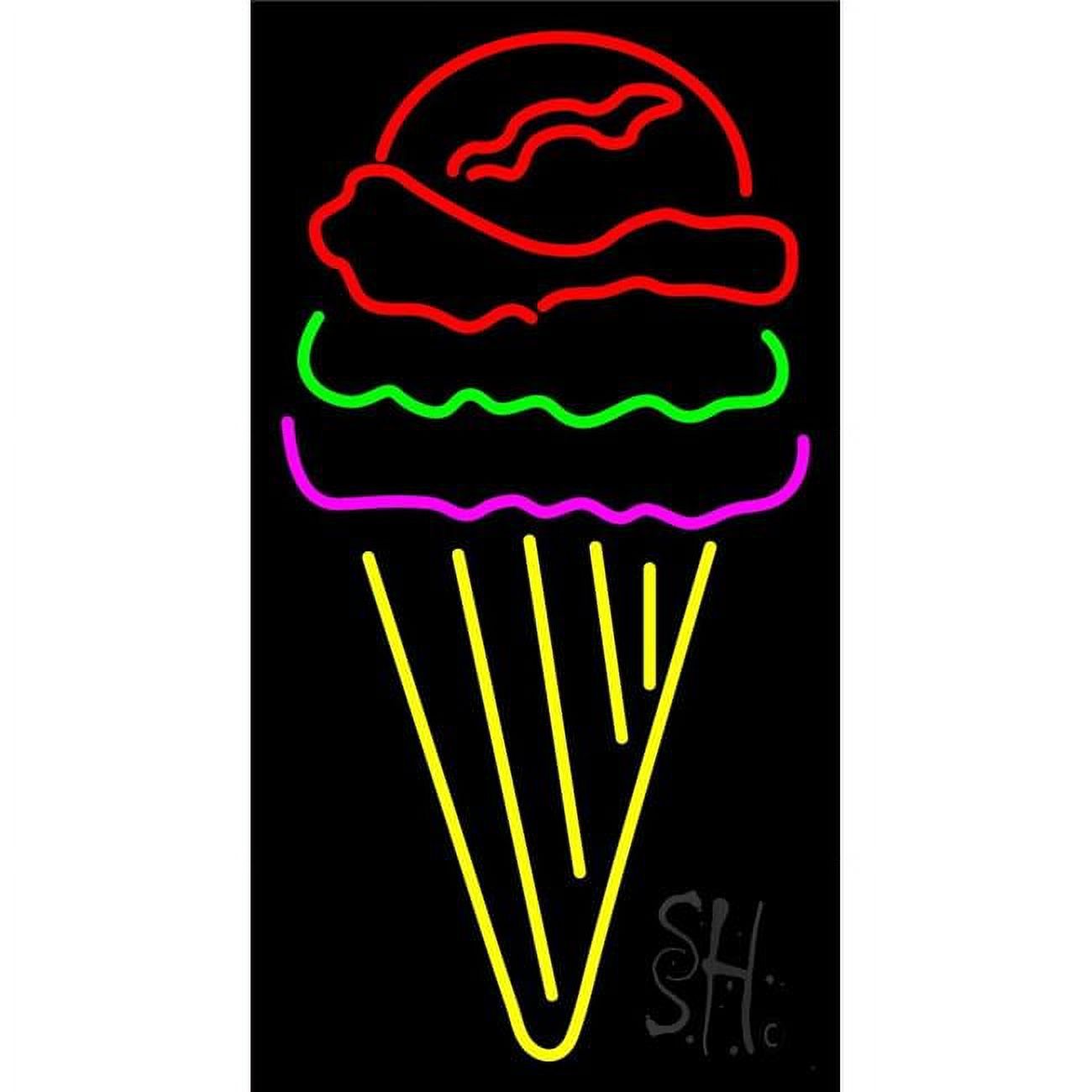 37 x 20 in. Multi Colored Ice Cream Cone Logo Neon Sign - Red - Walmart.com