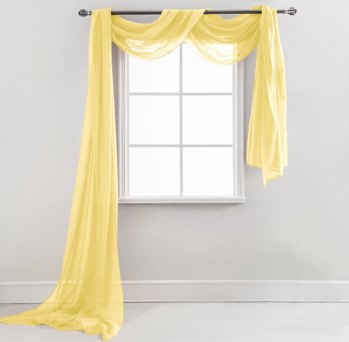 37" x 216" - Gold Sheer Window Scarf Valance Topper Draping Extra Long ...